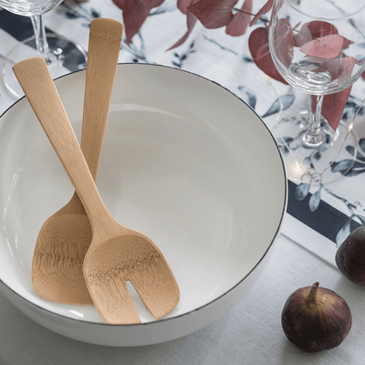 Short Bamboo Salad Servers - bambu